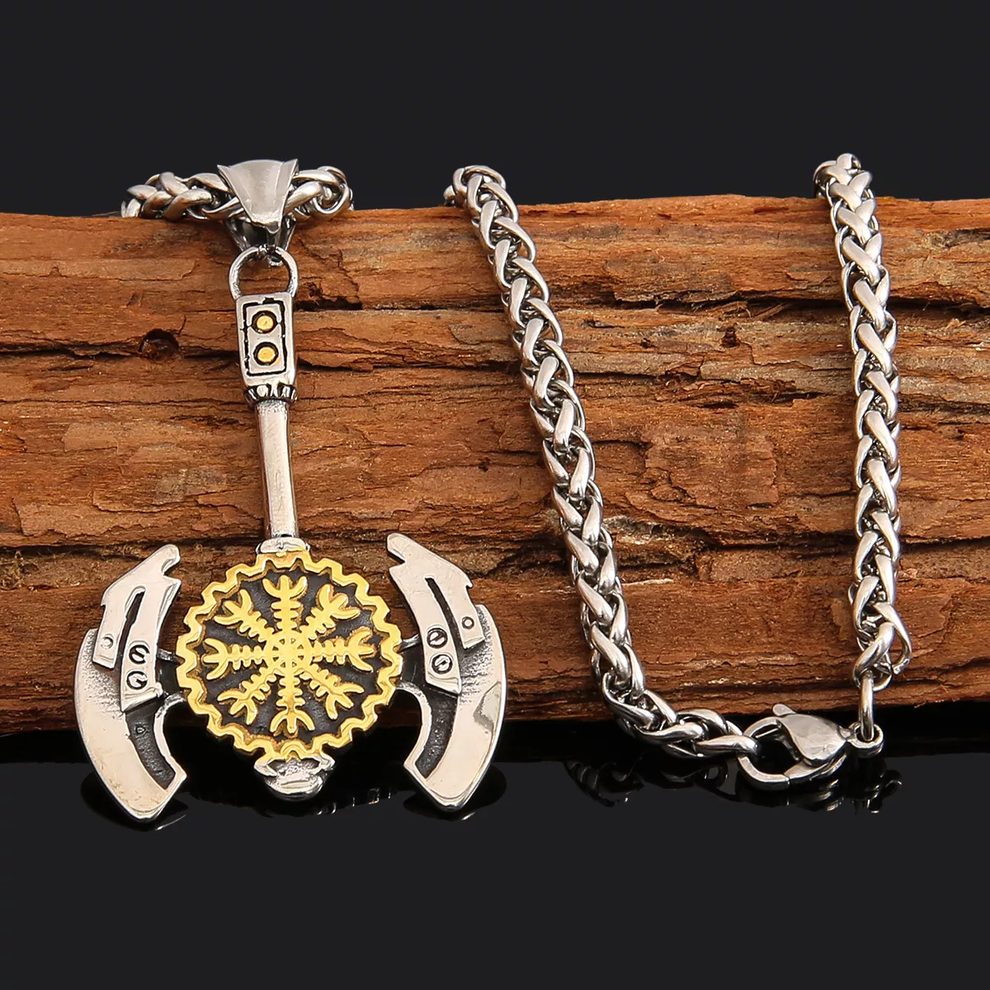 Vegvisir Viking Battle Axe- Gold – Dhia Jewellery