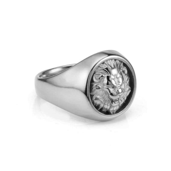 Silver Lion Head Ring – Bold Sovereign Design – Dhia Jewellery